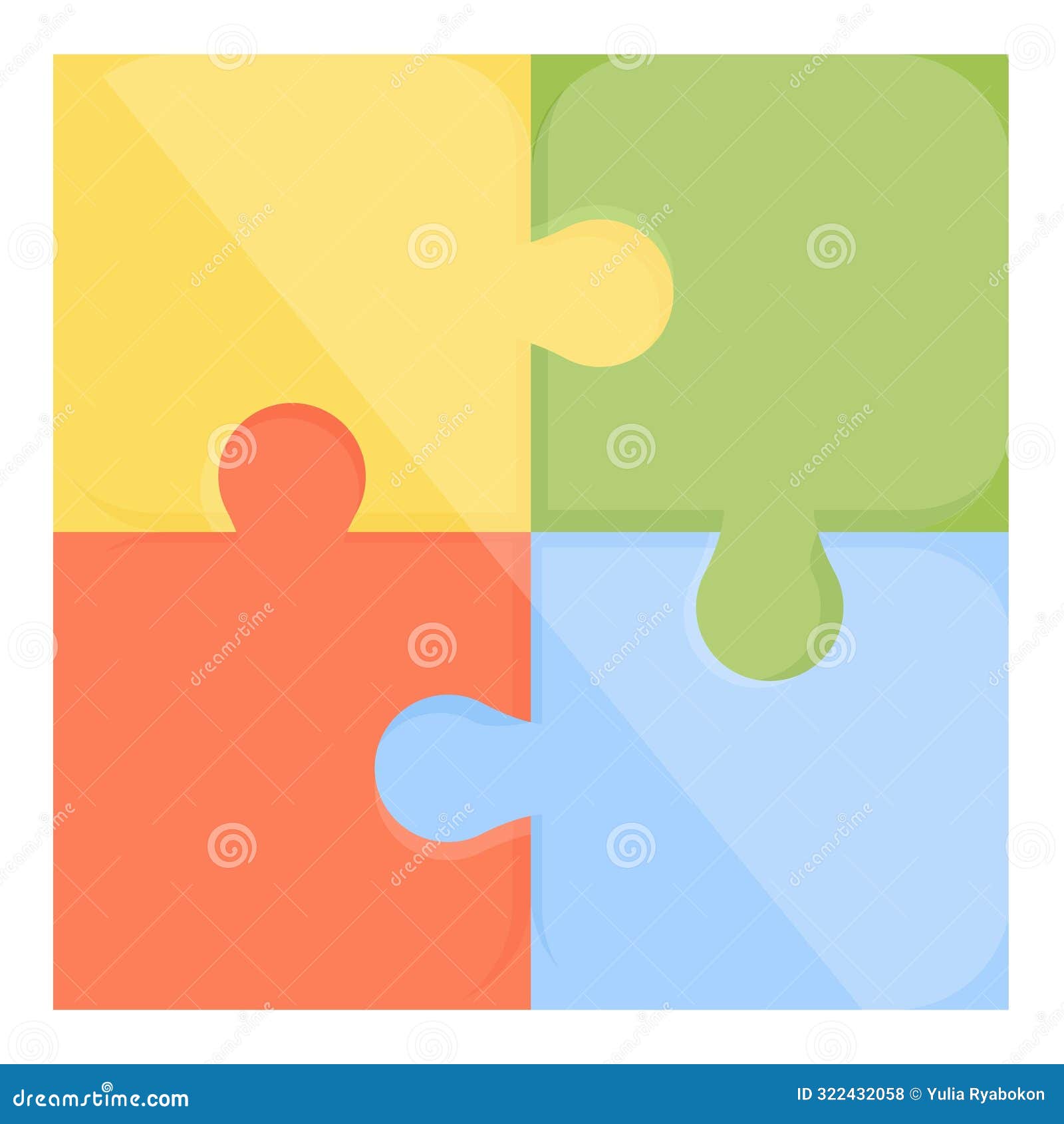 Four Puzzle Pieces Completing a Square Shape Stock Vector ...