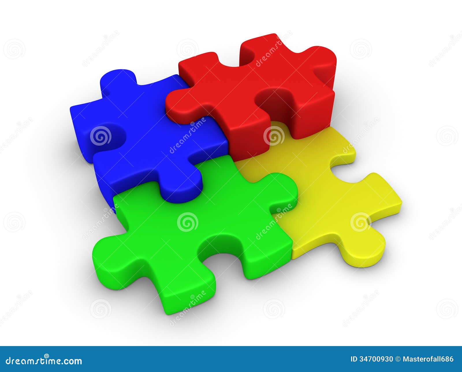 Four Puzzle Pieces Connected Stock Illustration - Illustration of ...