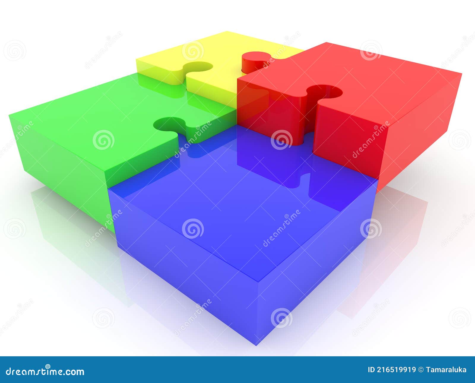 Four Puzzle Pieces of Different Colors in the Form of Steps Stock ...
