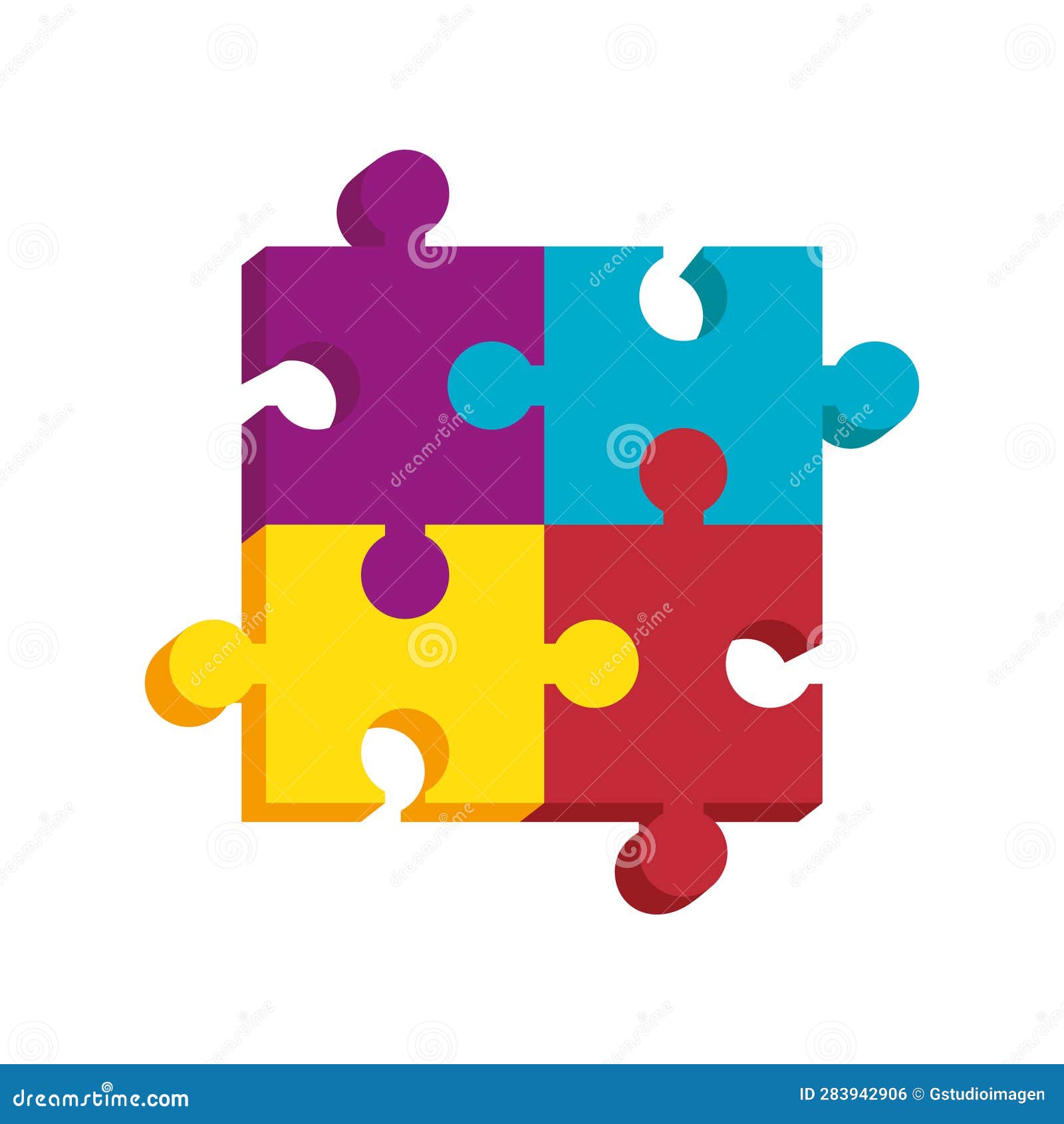 Four puzzle pieces stock vector. Illustration of business - 283942906