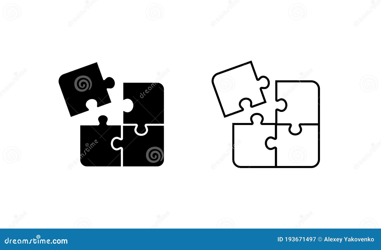 Four Puzzle Pieces Icon. Teamwork Concept. Vector on Isolated ...