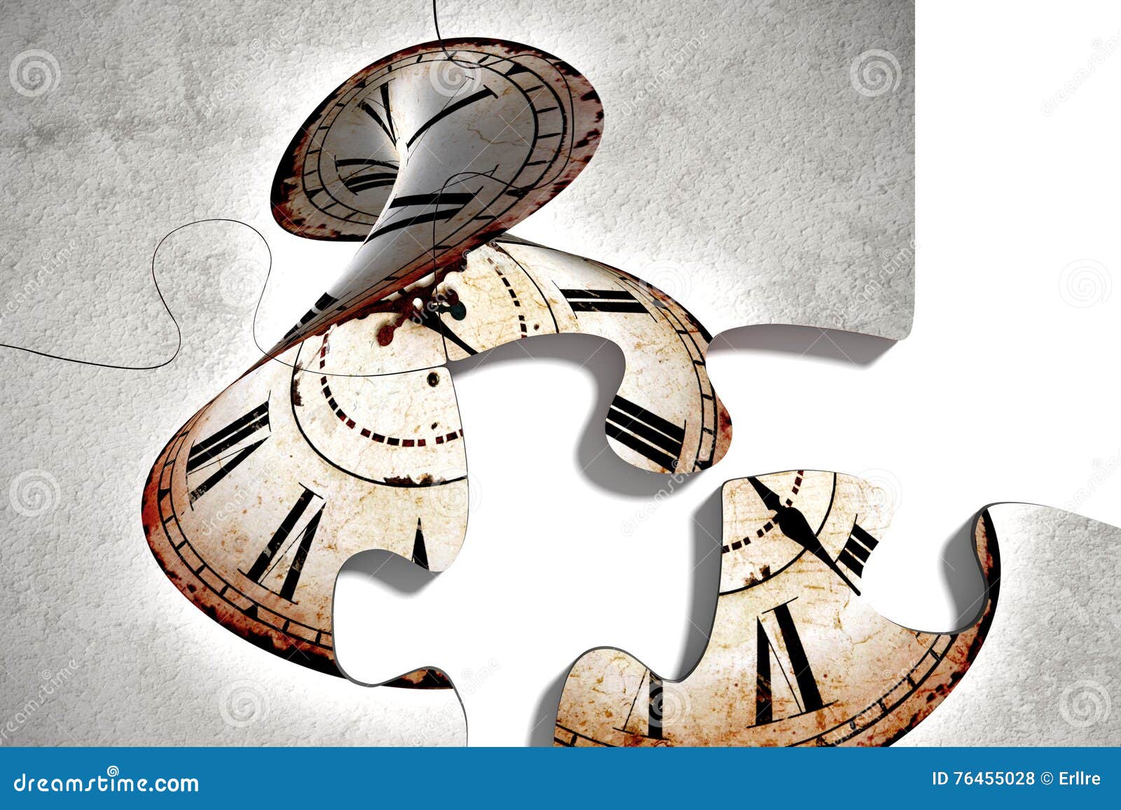 Four Puzzle Pieces with Twisted Clock Stock Illustration - Illustration ...