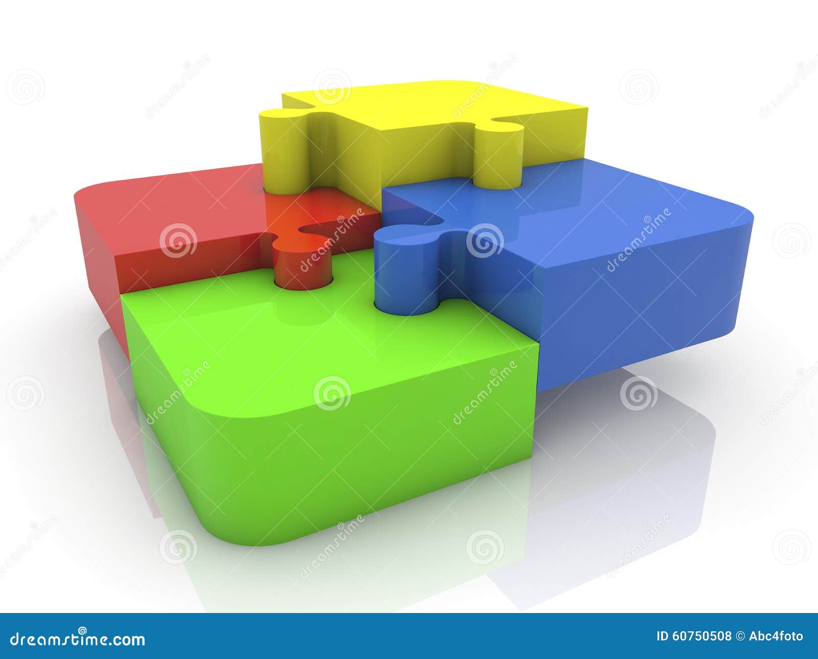 Four Puzzle Pieces in Various Colors on White Stock Photo - Image of ...