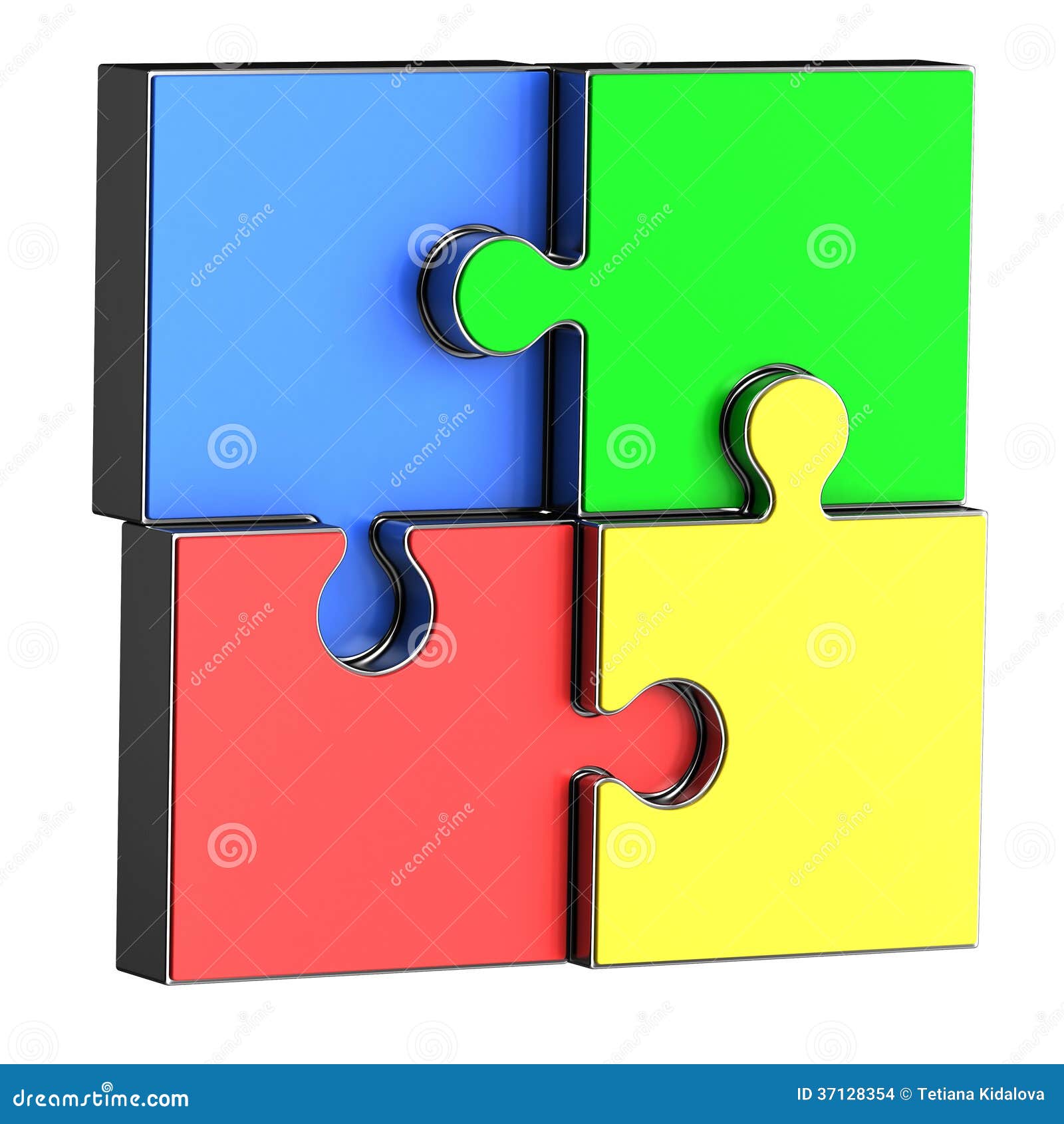 Four puzzle pieces stock illustration. Illustration of link - 37128354