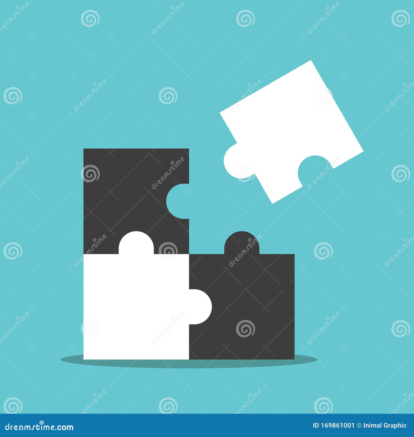 Four puzzles, one flying stock vector. Illustration of logic - 169861001