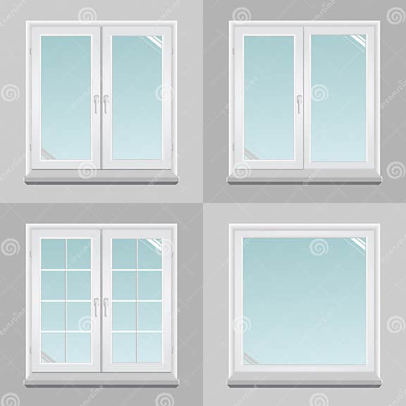 Four pvc windows stock vector. Illustration of window - 61754541
