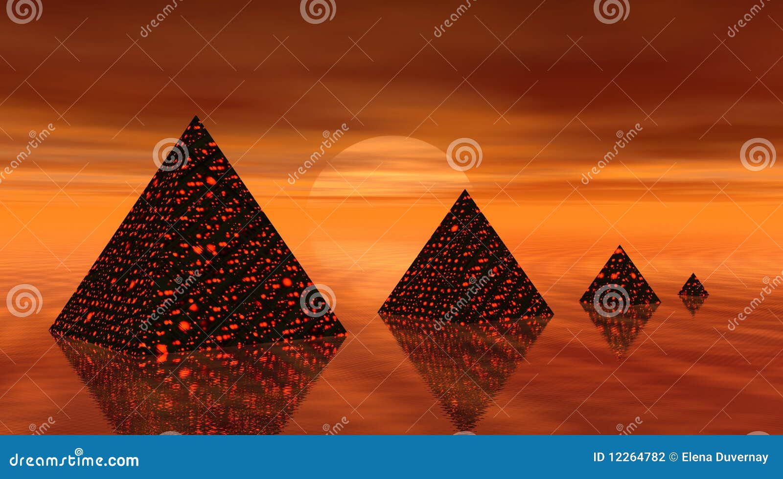 Four pyramids by sunset stock illustration. Illustration of sand - 12264782