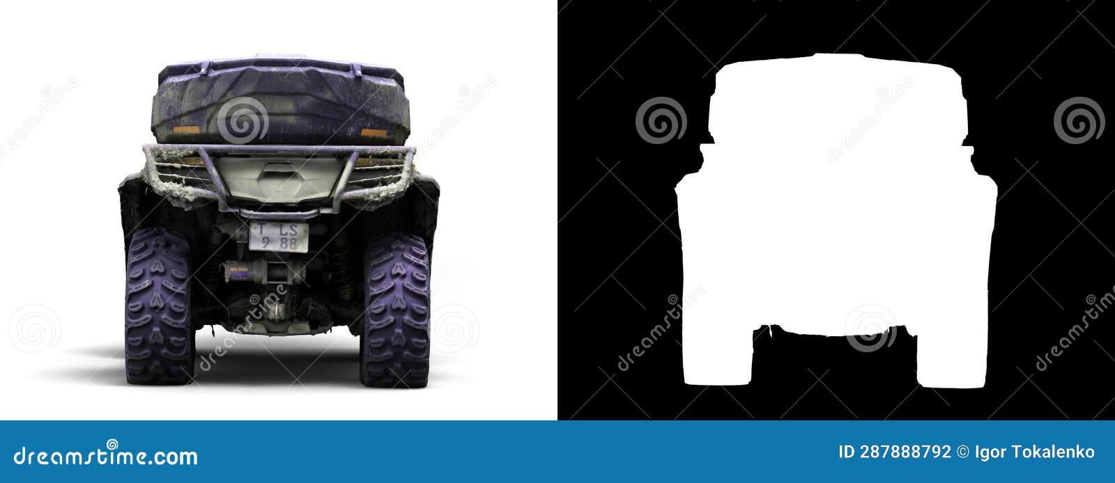 Four Quad Yellow Bike Left Side View 3d Render on White with Alpha ...