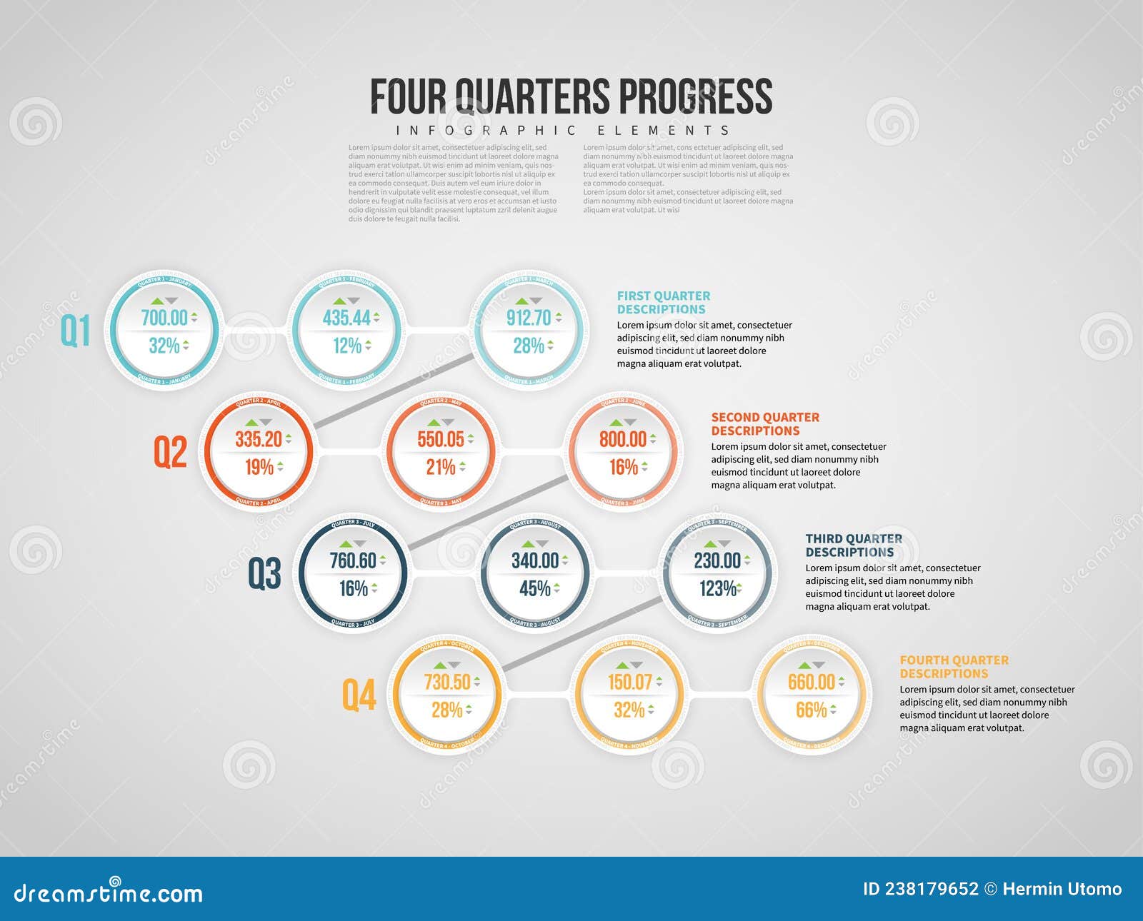 Four Quarters Progress Infographic Stock Vector - Illustration of ...