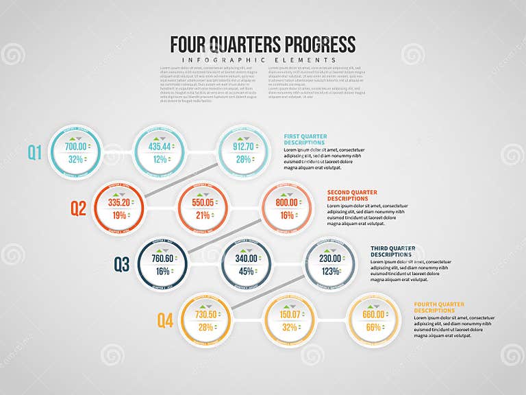 Four Quarters Progress Infographic Stock Vector - Illustration of ...
