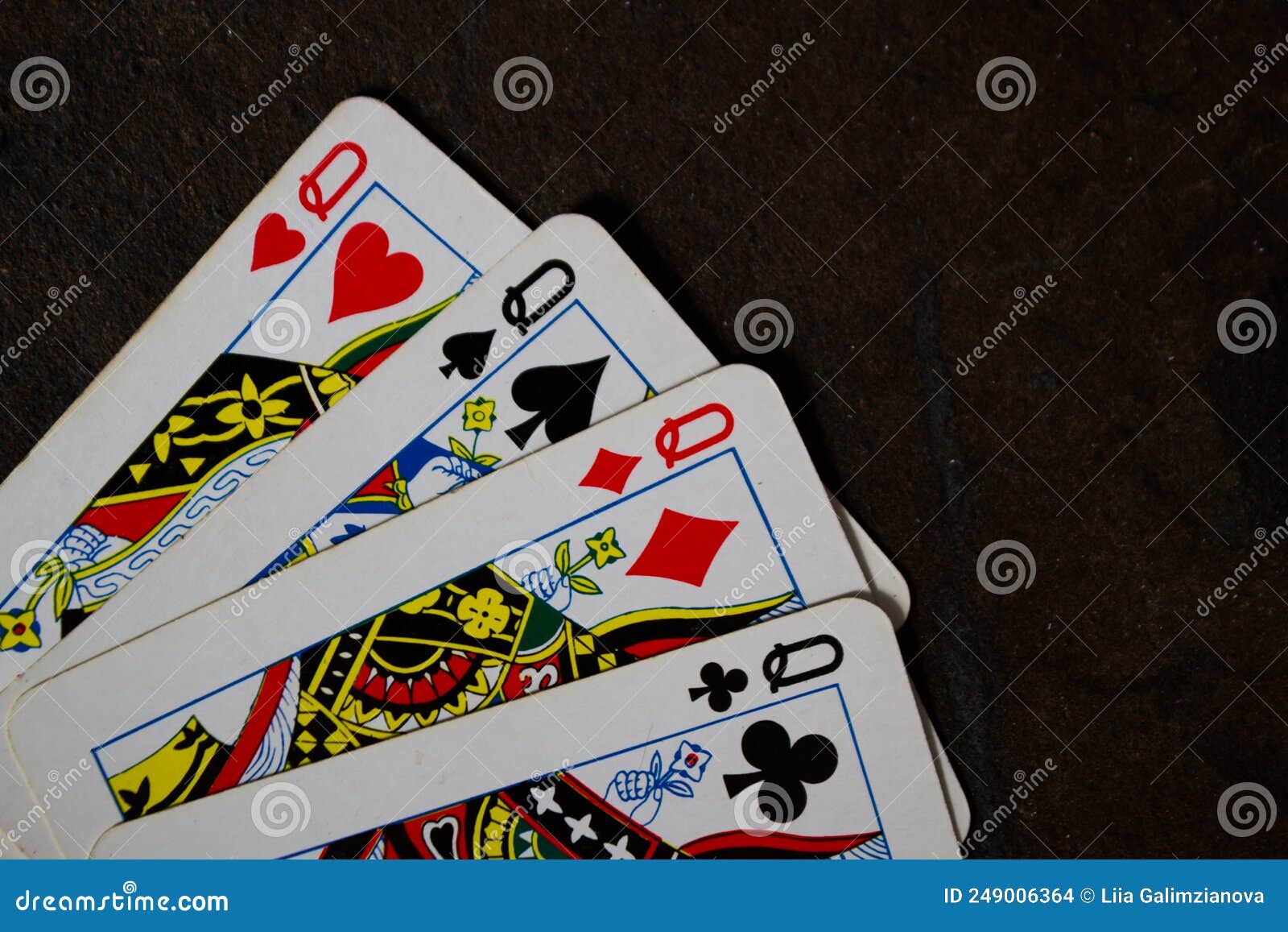 Four queens. Playing cards stock photo. Image of deck - 249006364