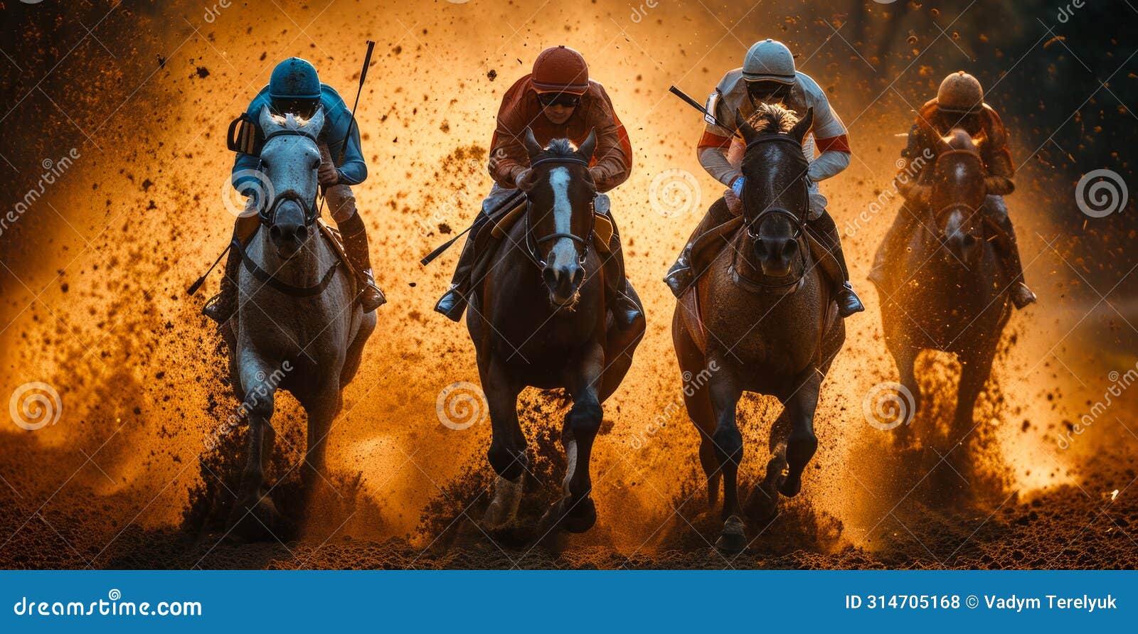 Four Racing Horses Competing with Each Other Slow Motion Stock ...