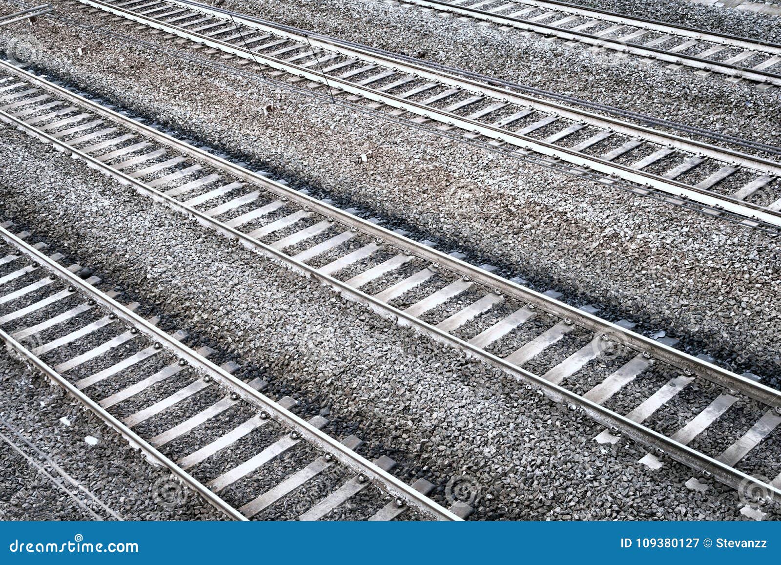 Four Railroad Tracks. Aerial Perspective View. Stock Image - Image of ...
