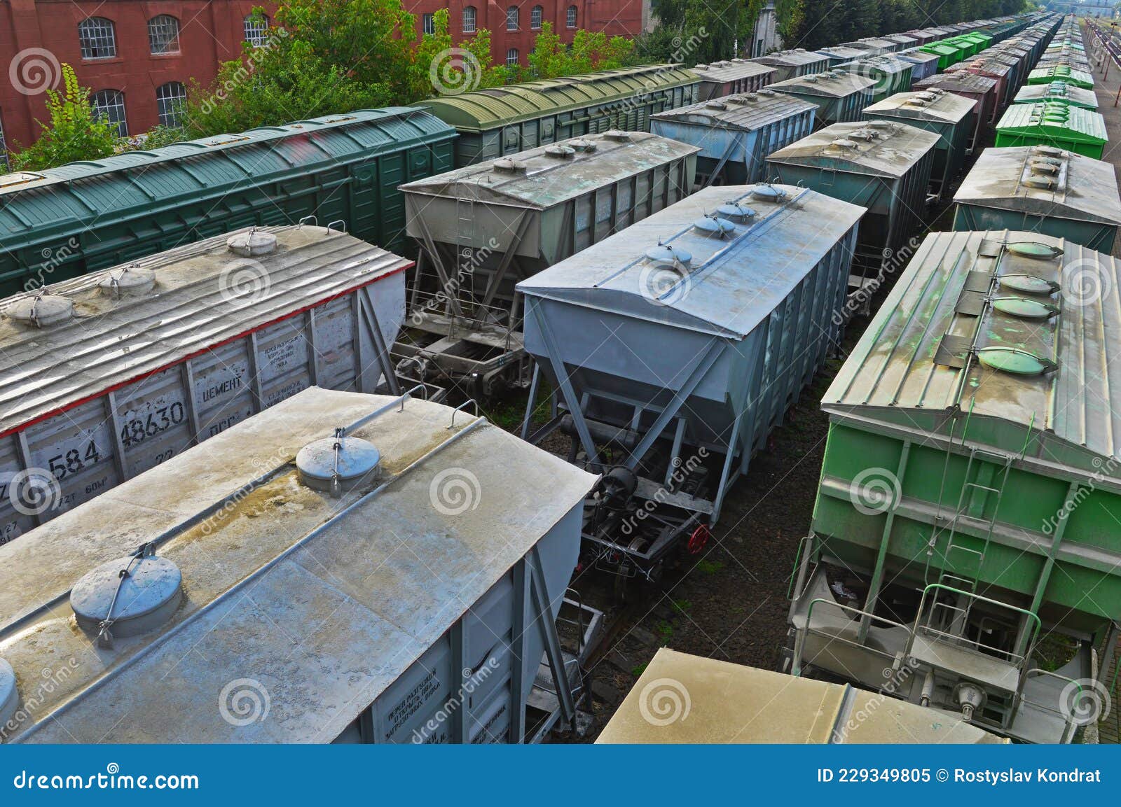 Four railway trains stock image. Image of ladder, diagonal - 229349805