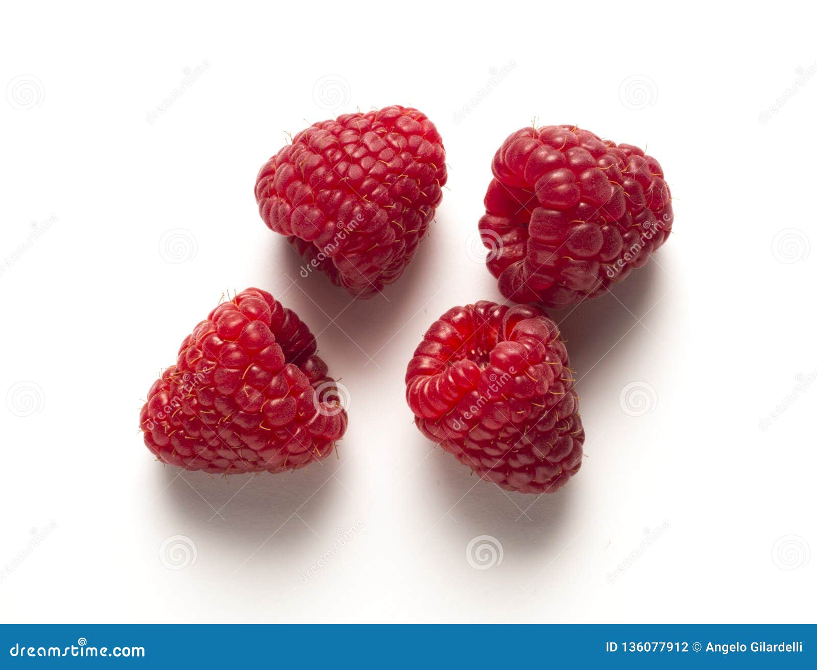 Raspberries on white stock photo. Image of delicious - 136077912
