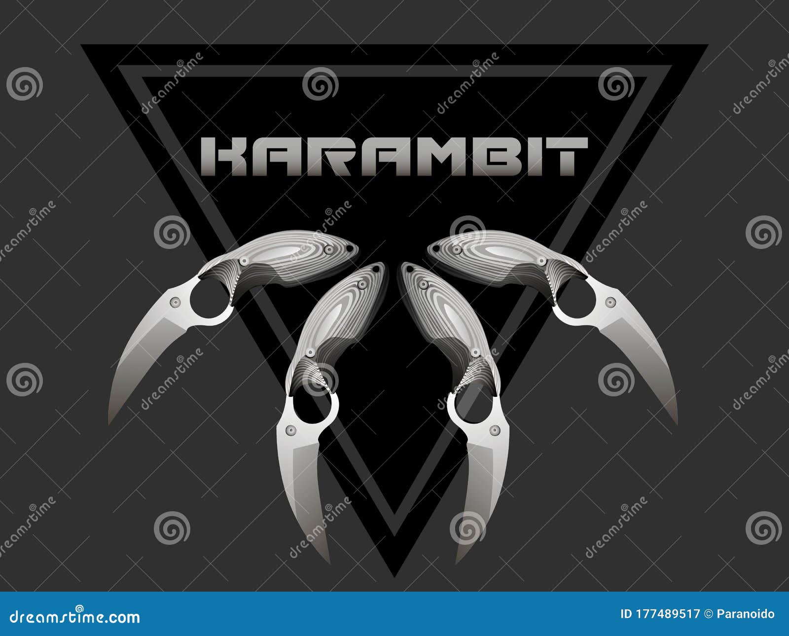 Four Realistic Karambits in the Black Triangle Stock Vector ...