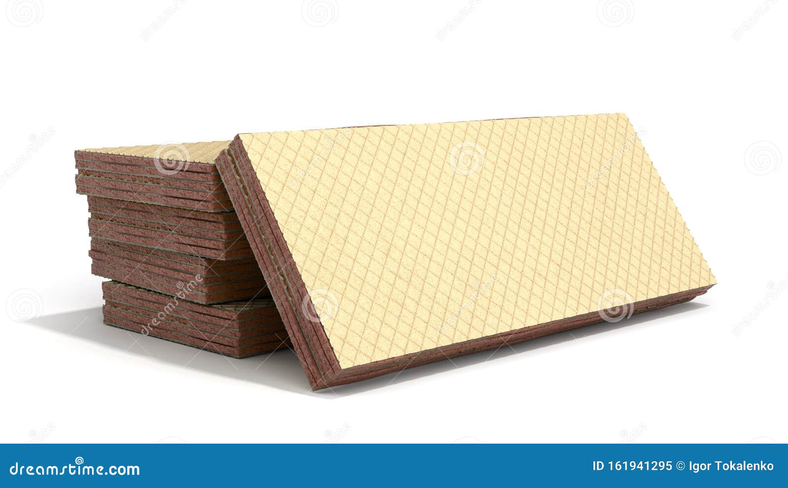 Four Rectangle Shape Wafer Biscuits 3d Render on White Stock ...