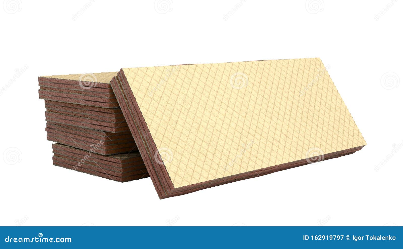 Four Rectangle Shape Wafer Biscuits 3d Render on White No Shadow Stock ...