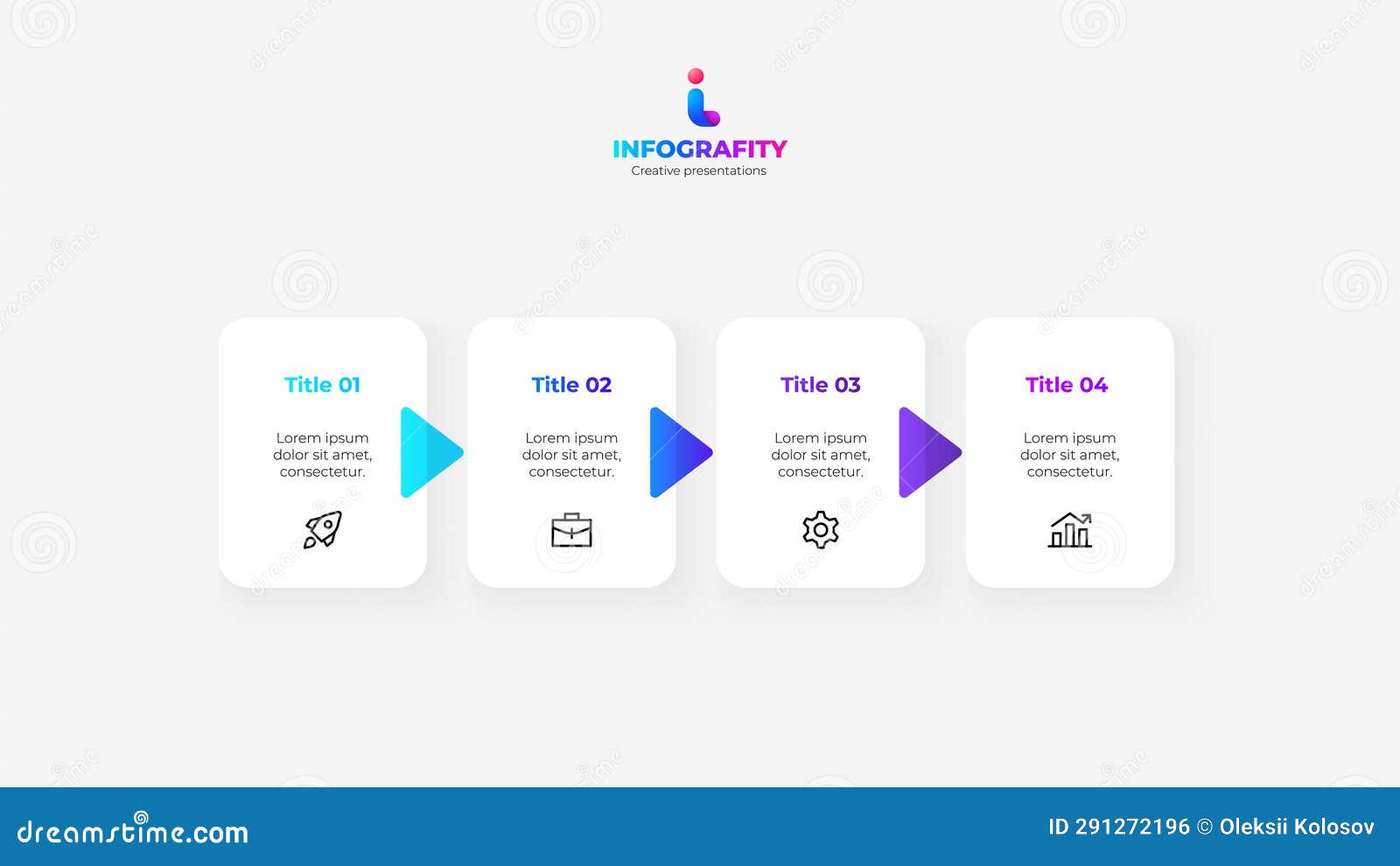 Four Rectangular Elements with Arrows Placed in Horizontal Row. Concept ...