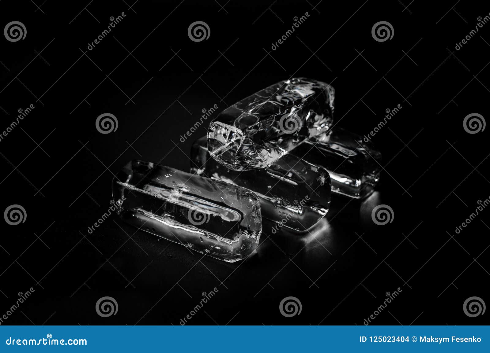 Four Rectangular Ice Blocks Isolated on the Black Background Stock ...