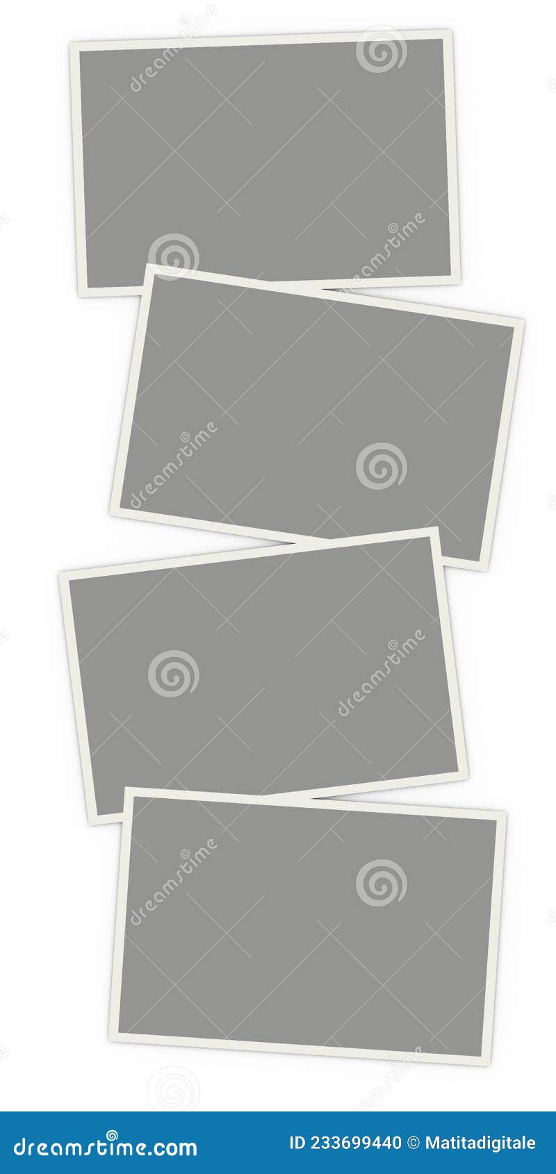 Four Rectangular Photos Front View - 3D Illustration Stock Illustration ...