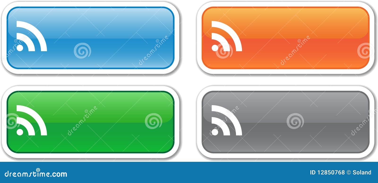 Four Rectangular Vector RSS Buttons Stock Vector - Illustration of ...