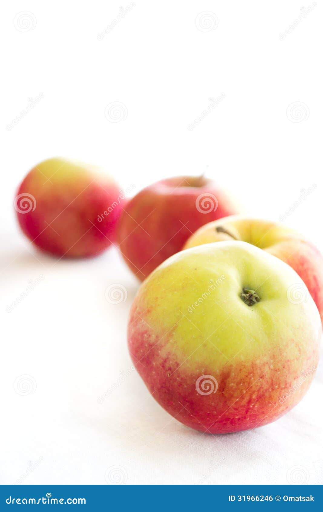 Four Red Apples On White Background Stock Photo - Image of small ...
