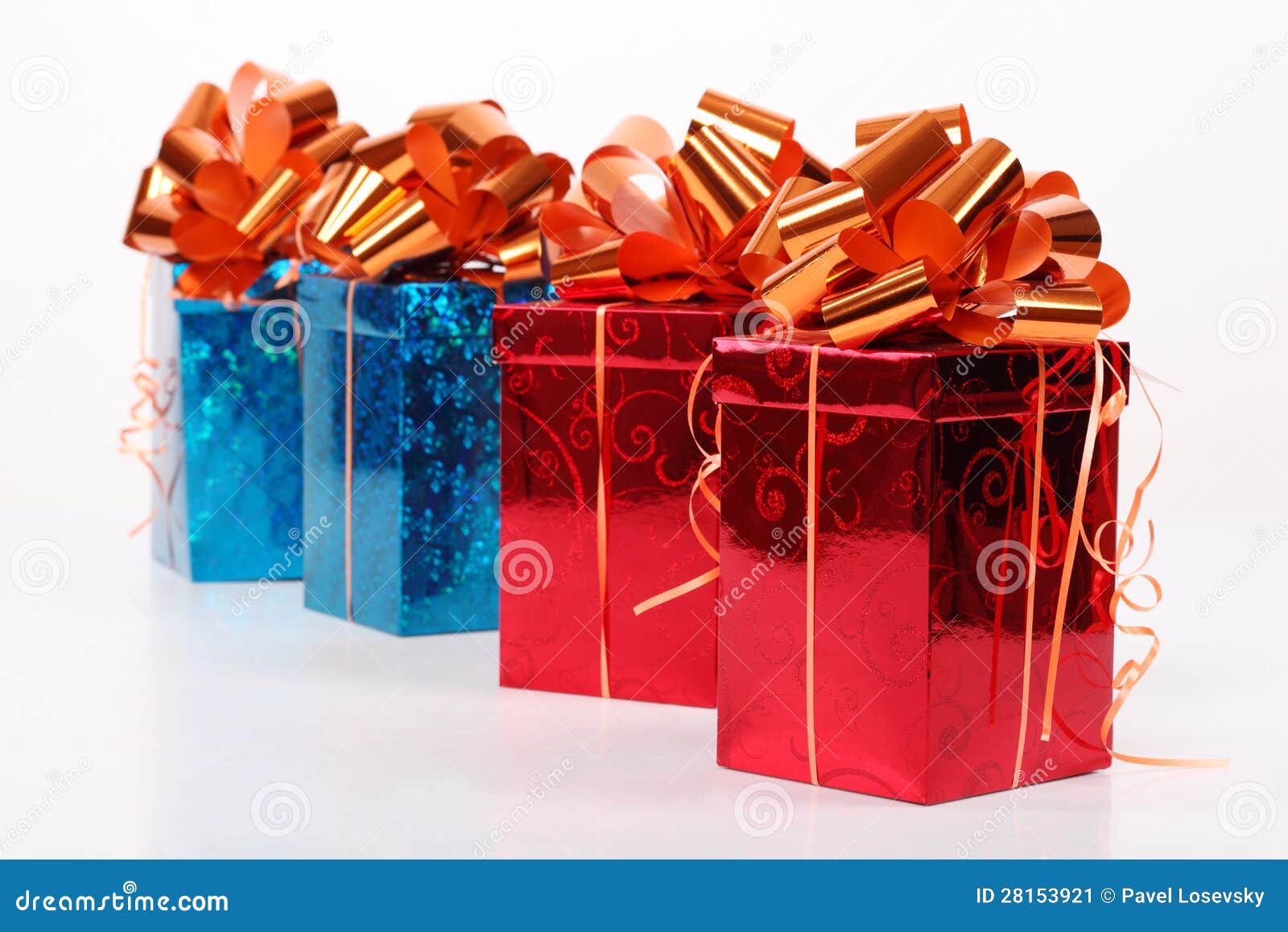 Four Red and Blue Beautiful Gift Boxes Stock Image - Image of holiday ...