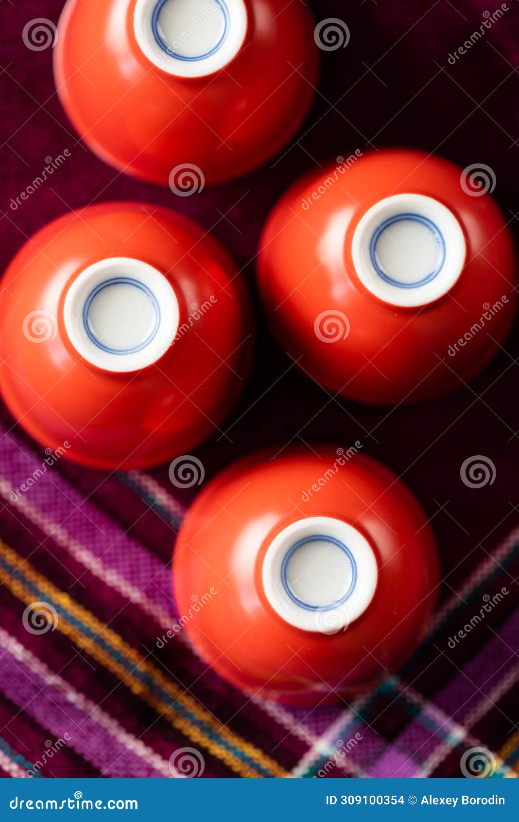 Four Red Cups with the Bottom Up Stock Photo - Image of cups, pottery ...