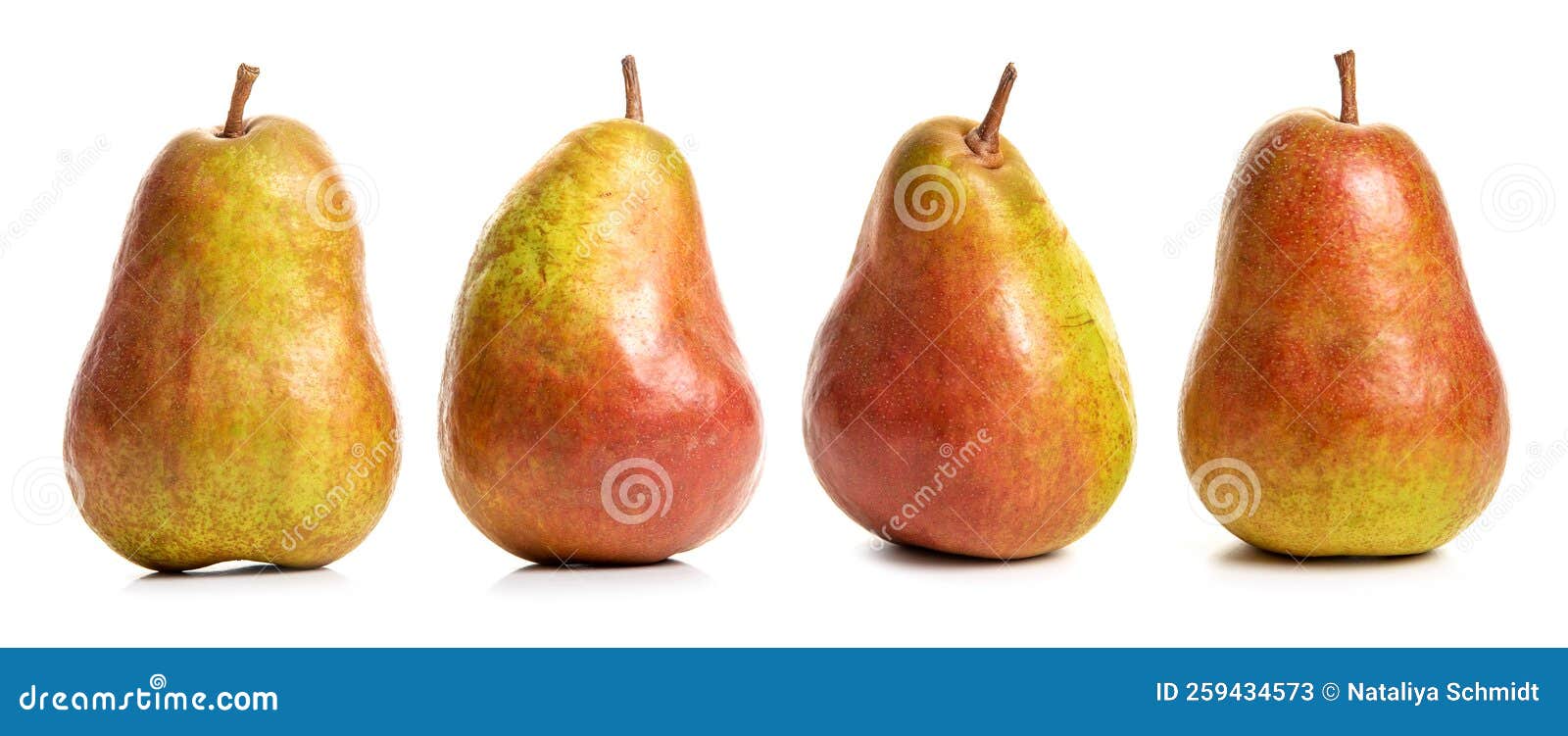 Four Red-green Pears. Isolate on White Background Stock Image - Image ...
