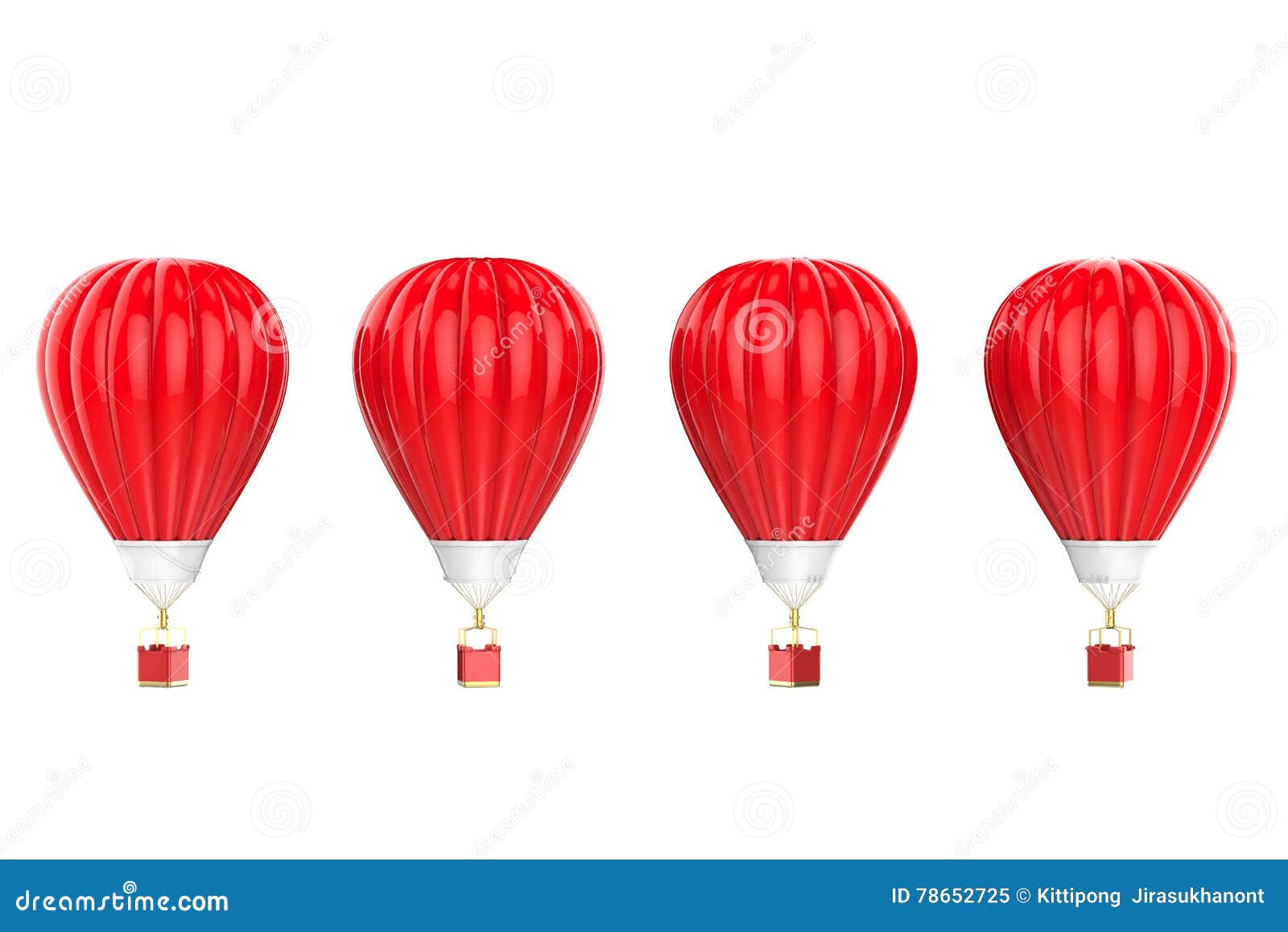 Four Red Hot Air Balloons Isolated on White Stock Illustration ...
