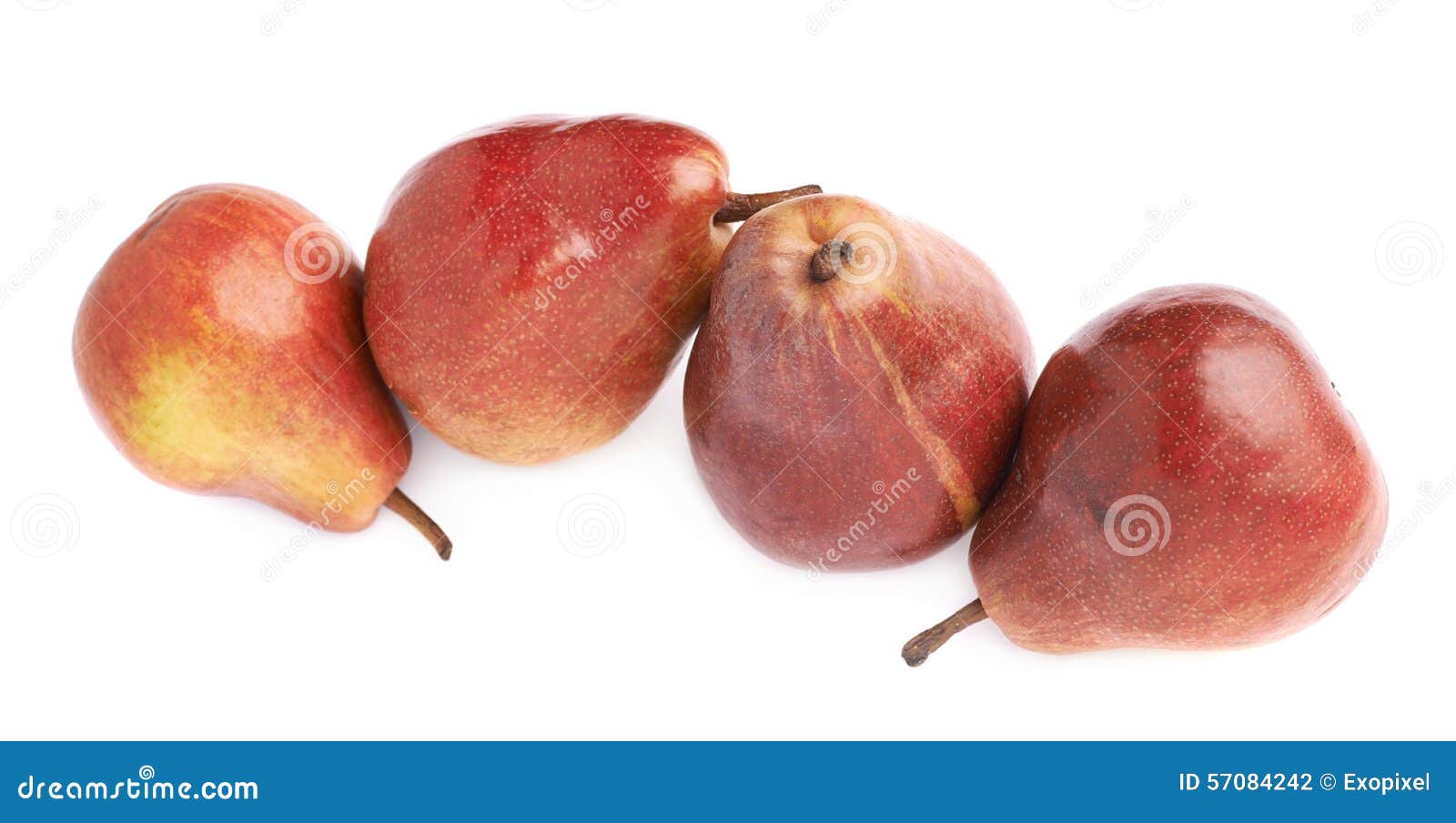 Four Red Pears Composition Isolated Stock Photo - Image of healthy ...
