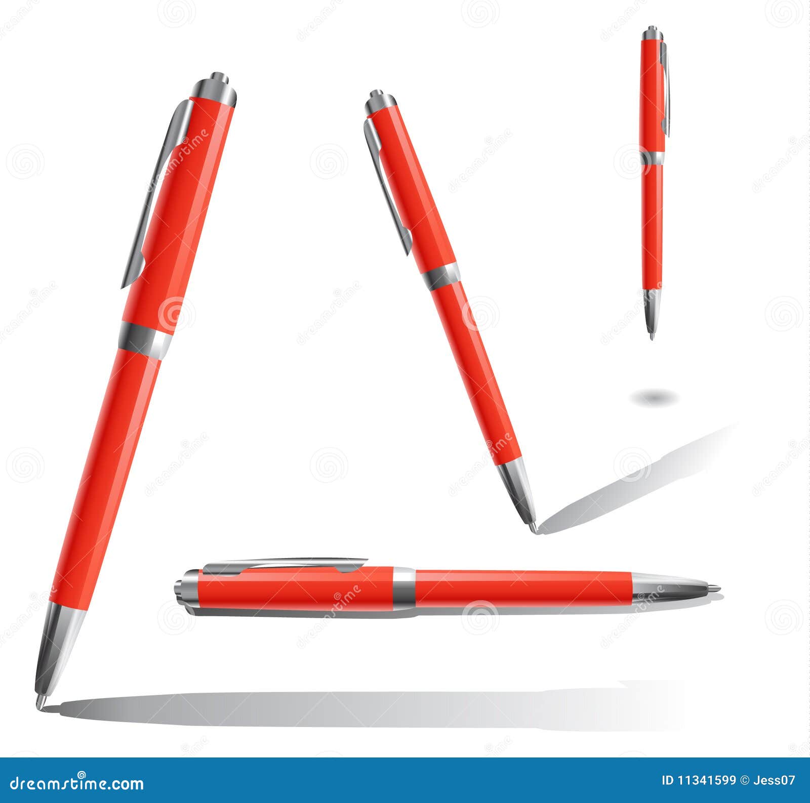 Four red pens stock illustration. Illustration of highlight - 11341599