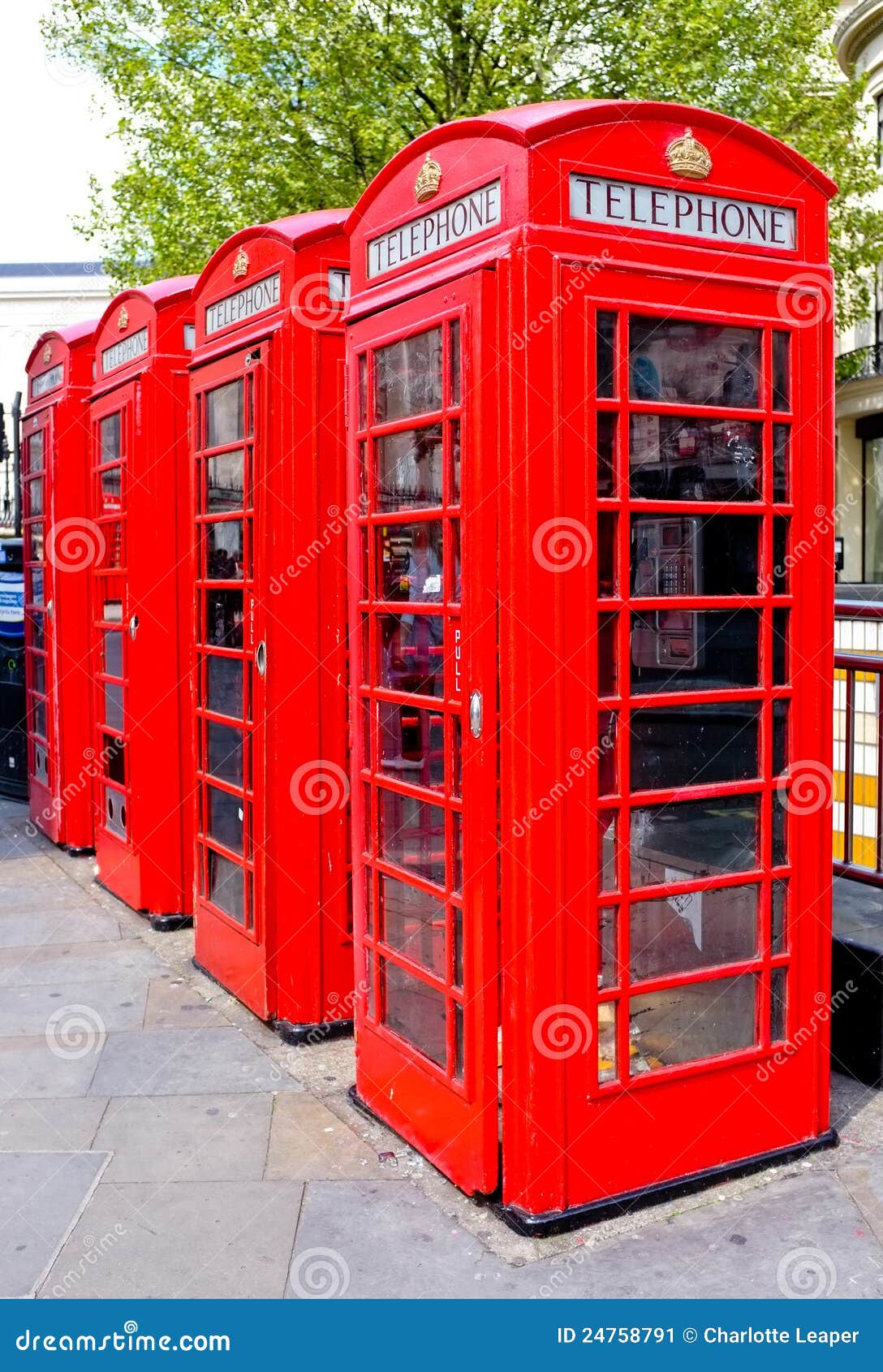 Four Red Phone Boxes London, England Stock Image - Image of ...