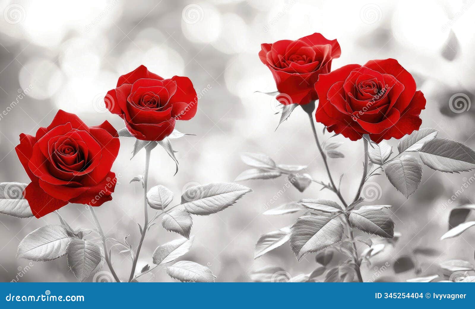 Four Red Roses are in a Vase Stock Photo - Image of valentine, romantic ...