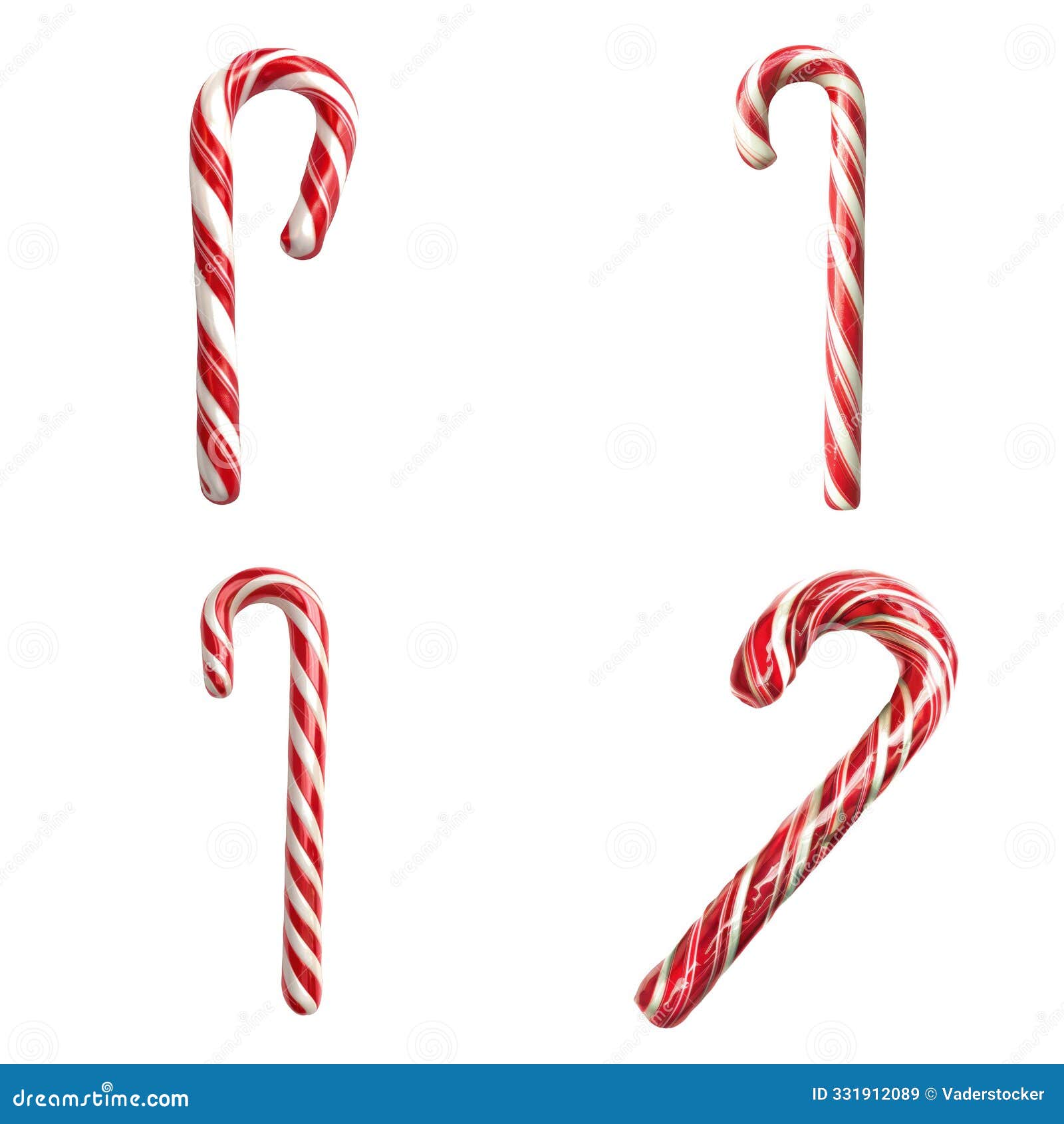 Four Red and White Candy Canes Isolated on White Stock Illustration ...