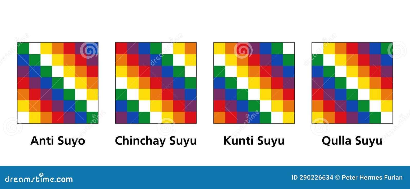 Four Regional Suyu Wiphala Flags, To Represent Native Peoples of the ...