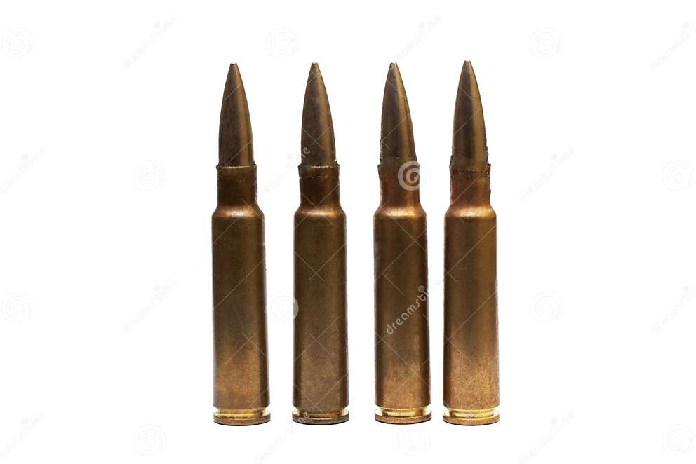 Four rifle bullets stock photo. Image of lead, copper - 73296458