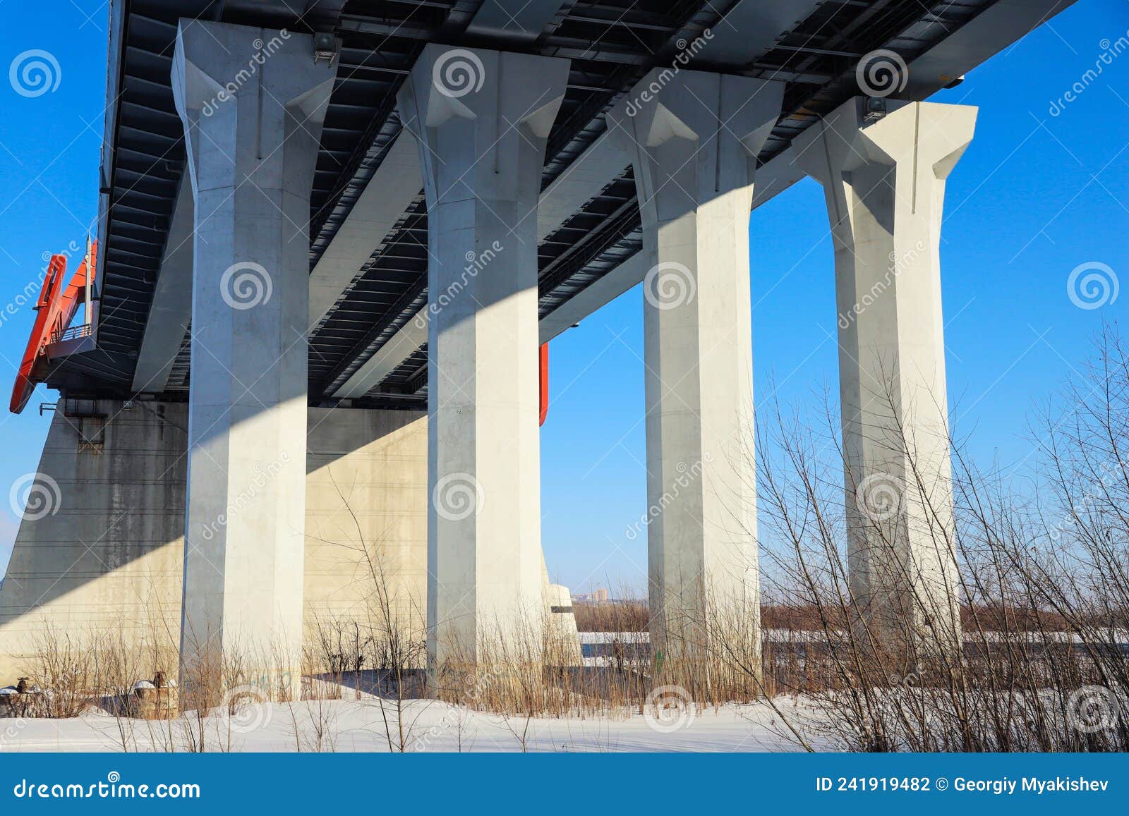 Four Road Bridge Supports Close-up Stock Photo - Image of cement ...
