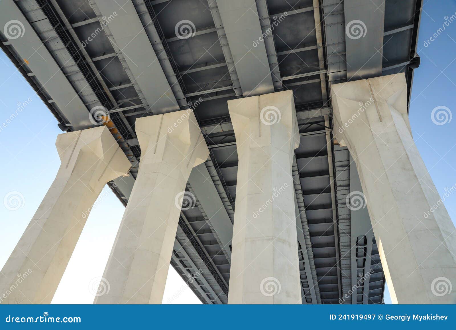 Four Road Bridge Supports Close-up Stock Image - Image of highway ...