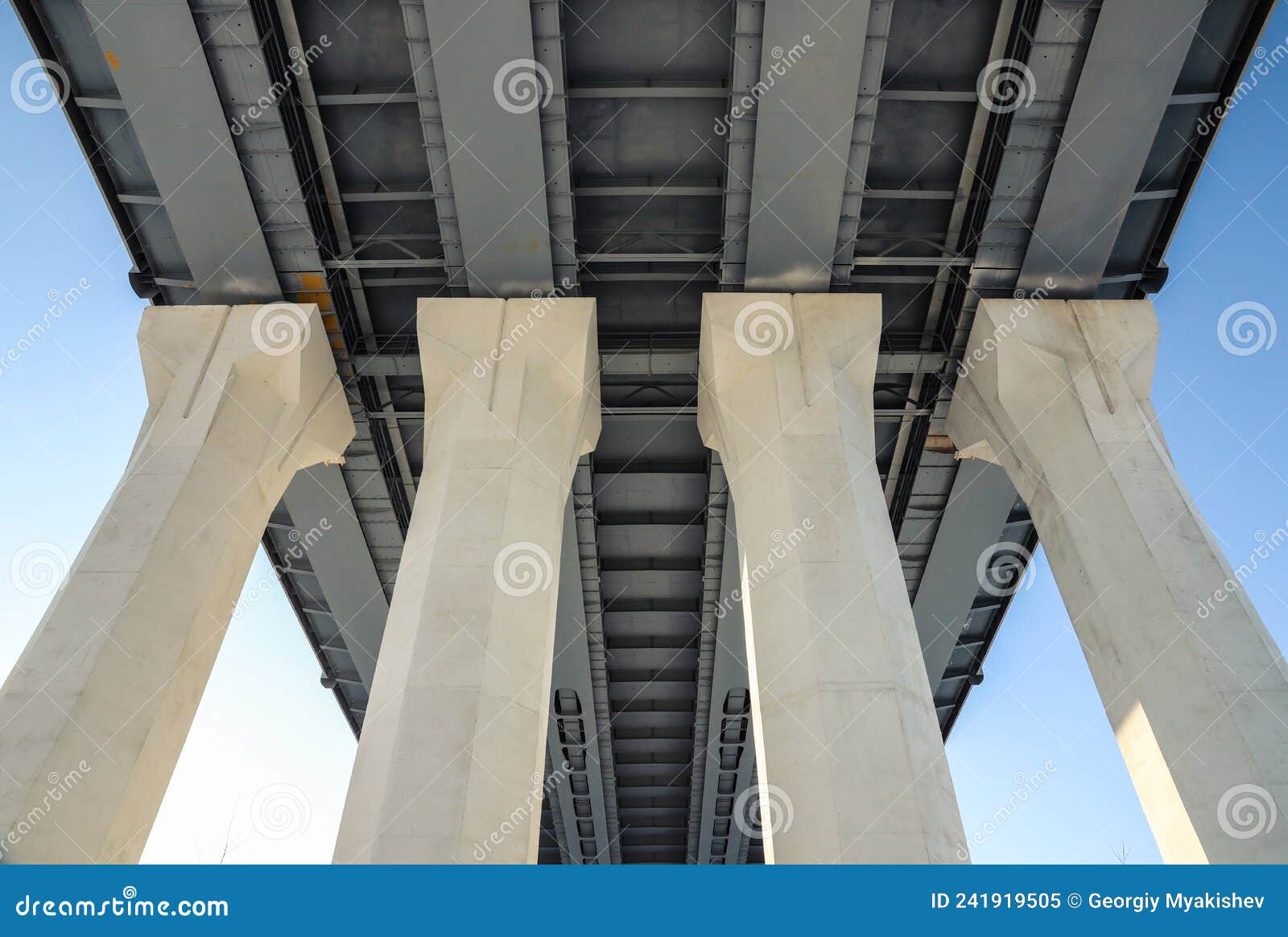Four Road Bridge Supports Close-up Stock Image - Image of engineering ...
