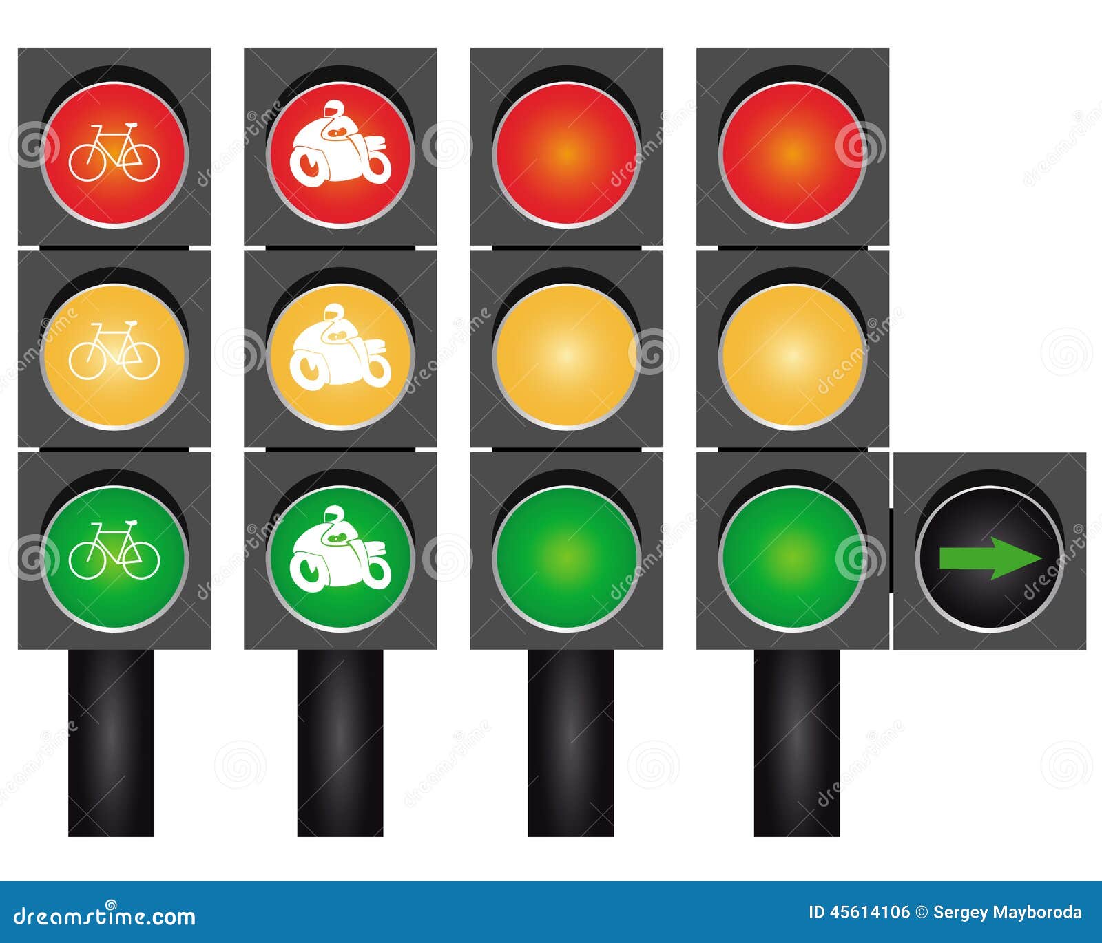 Four road traffic lights stock vector. Illustration of road - 45614106