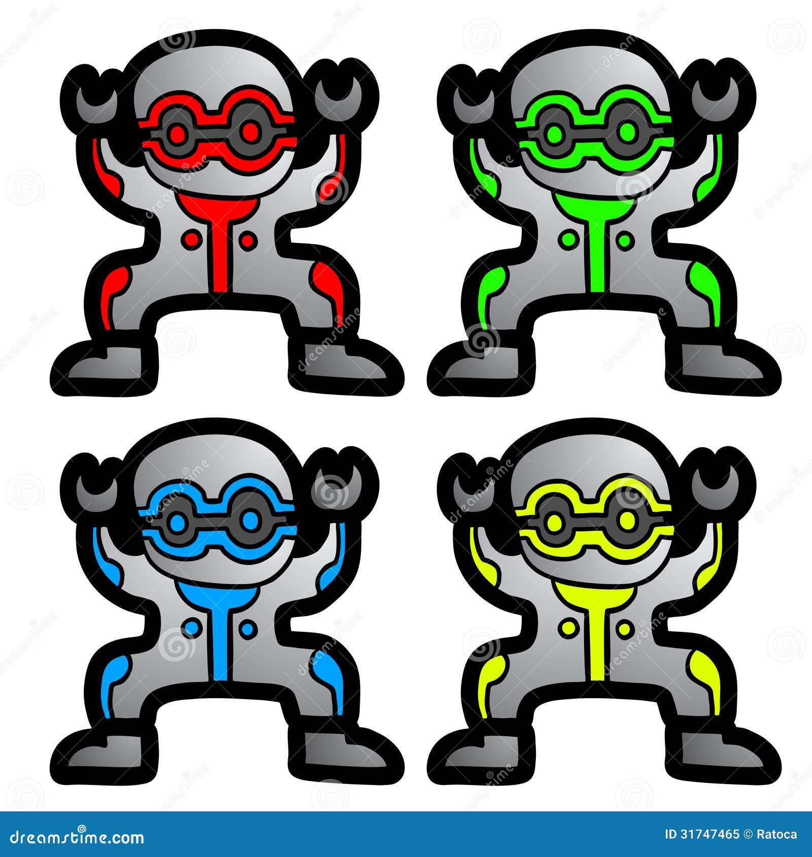 Four robot stock vector. Illustration of technology, creative - 31747465