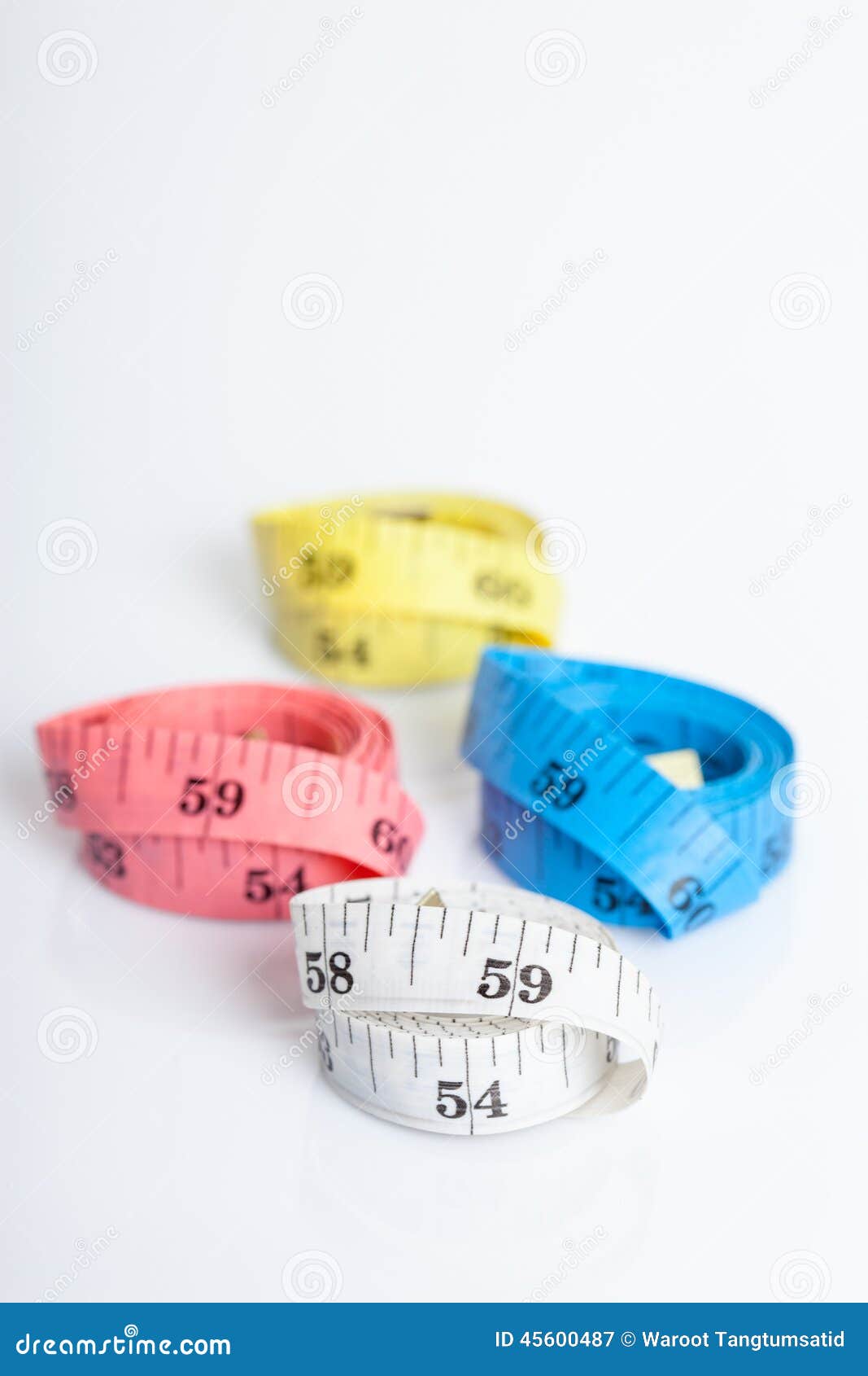Four Roll of Colorful Measuring Tapes Stock Image - Image of yellow ...