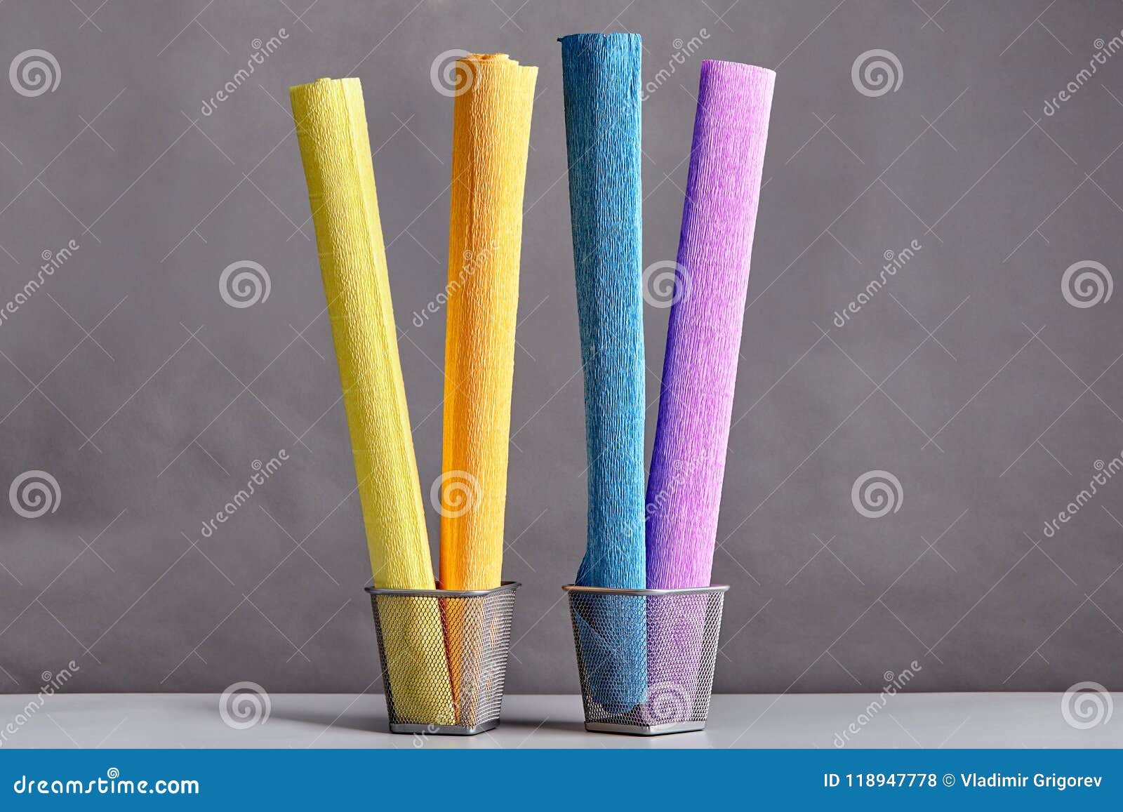 Several Rolls of Colored Corrugated Paper. Stock Photo - Image of ...