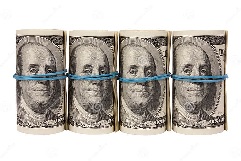 Four rolls from dollars stock photo. Image of white, wealth - 19167932