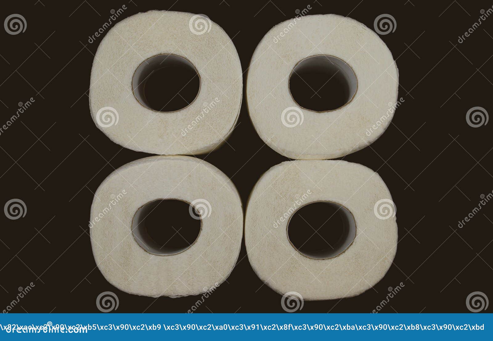 Four Rolls of Toilet Paper. Top View Stock Photo - Image of label, wood ...