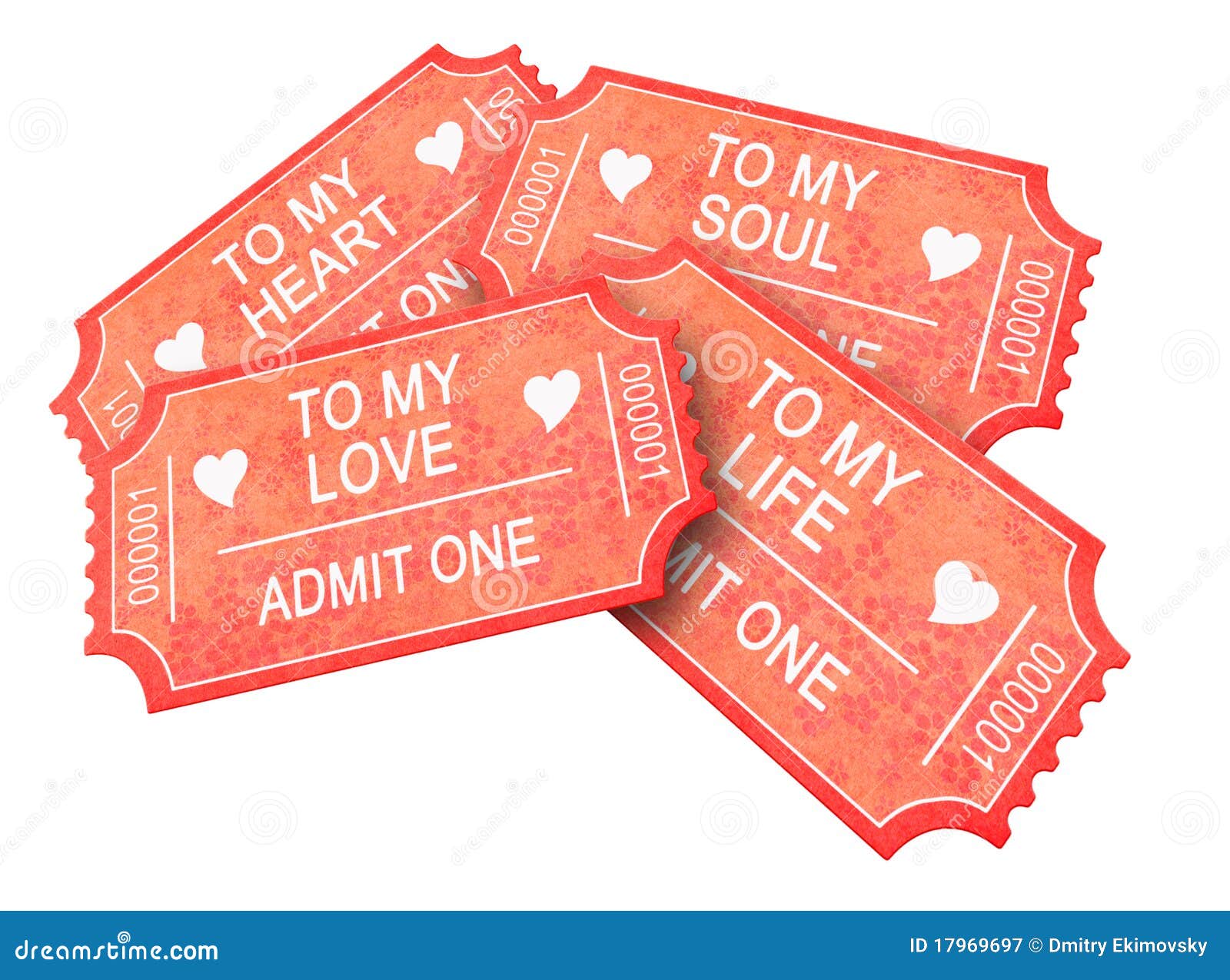 Four Romantic tickets stock image. Image of humor, heart - 17969697