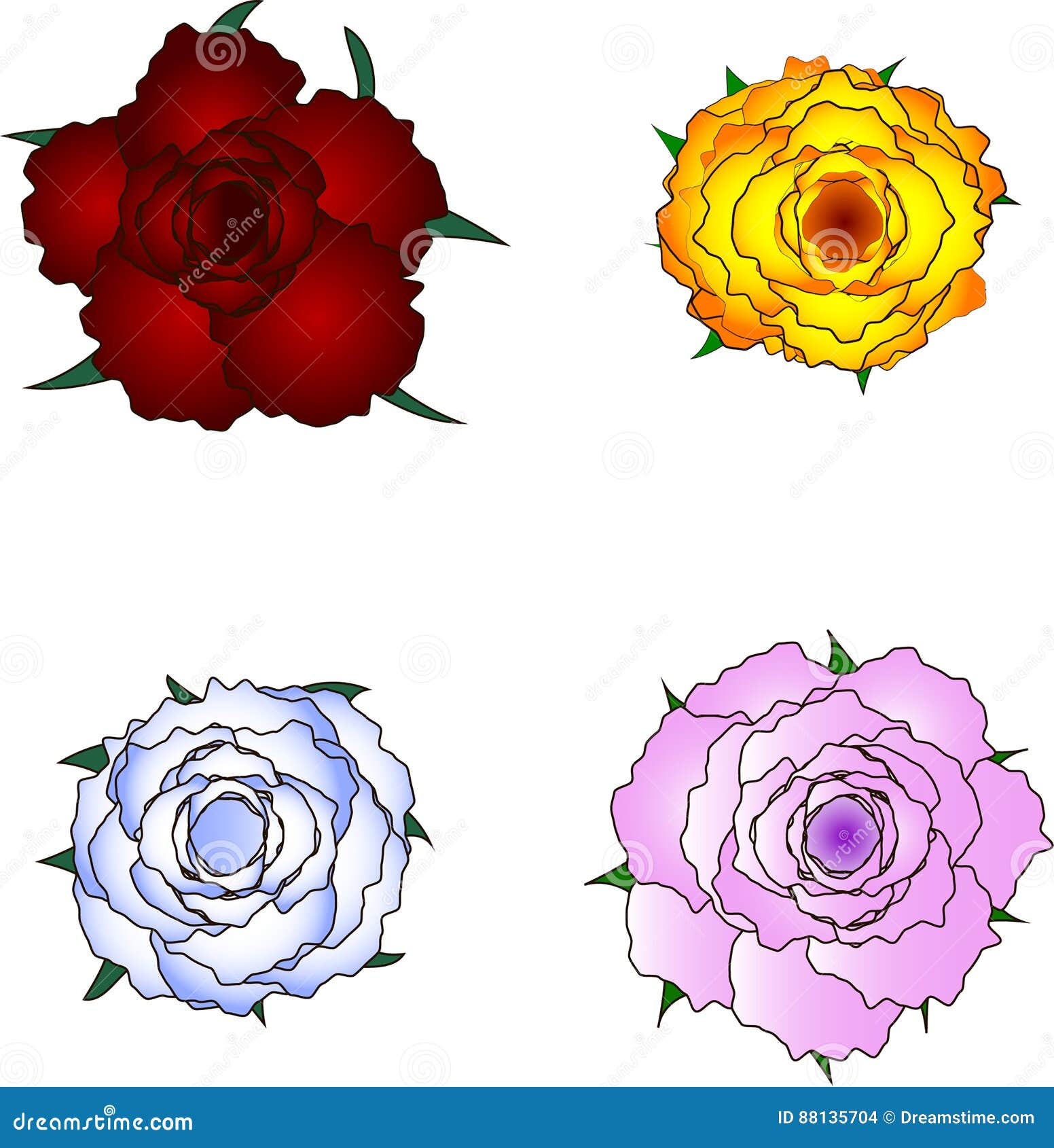 Four roses vector stock vector. Illustration of freshness - 88135704