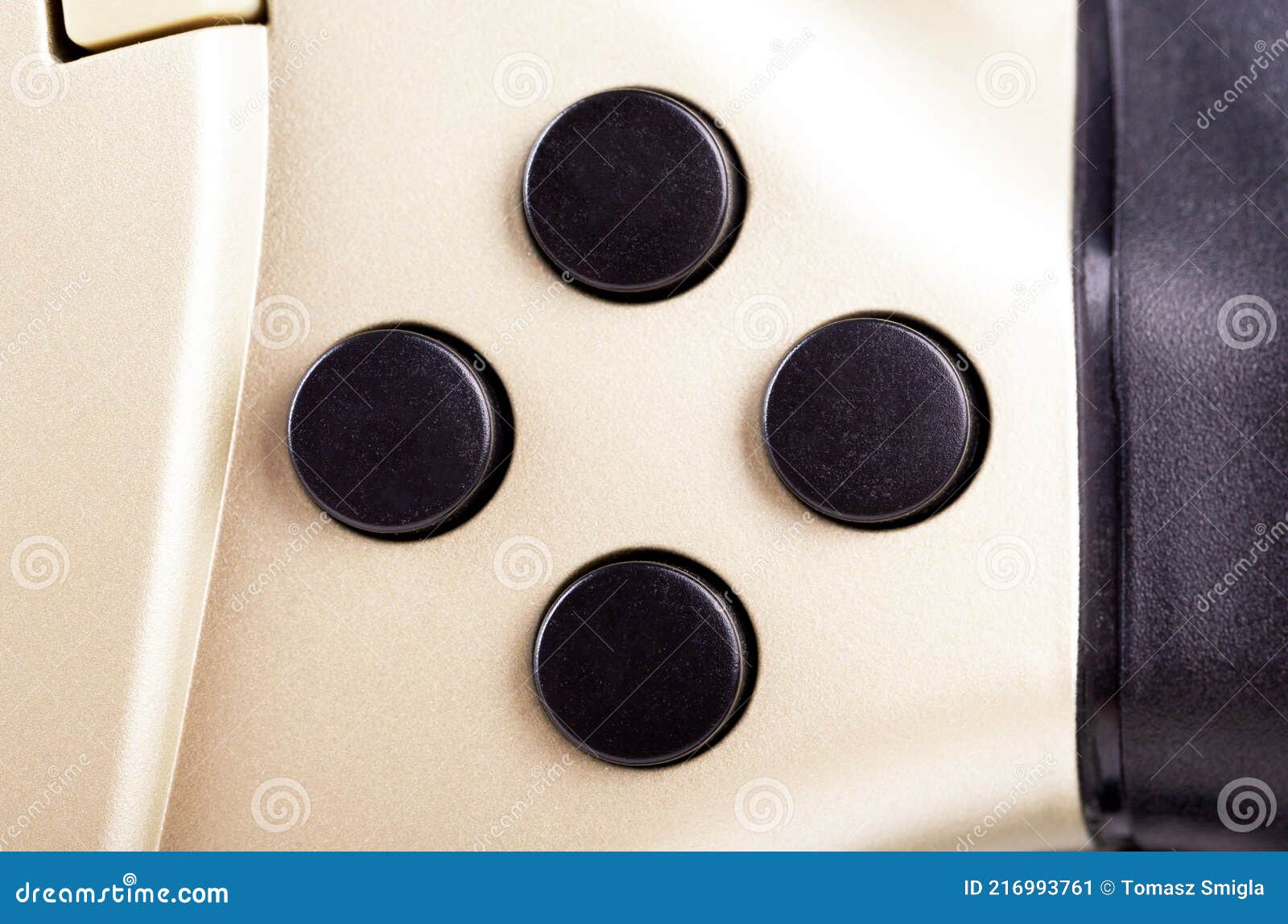Four Round Blank, Empty Buttons on a Simple Game Controller, Object ...